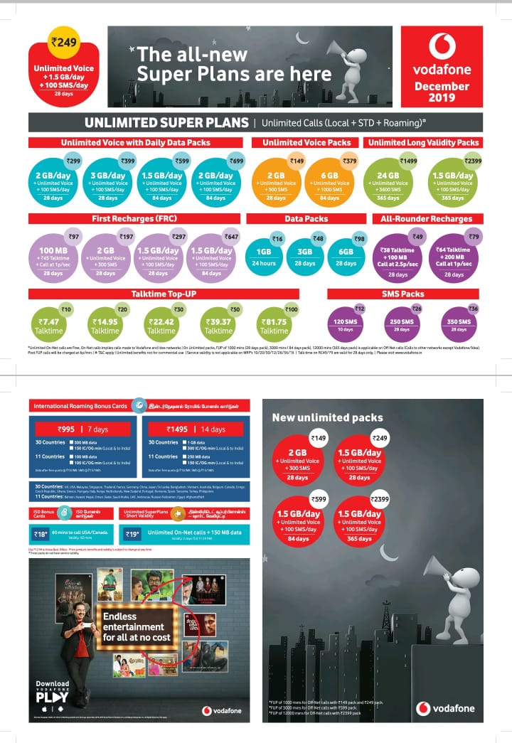 Updated Recharge Plans for Airtel, Idea, Vodafone and Jio