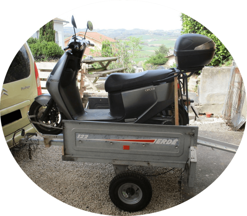 Remorque pour transporter le scooter - Scooter électrique 125 - Retour ...